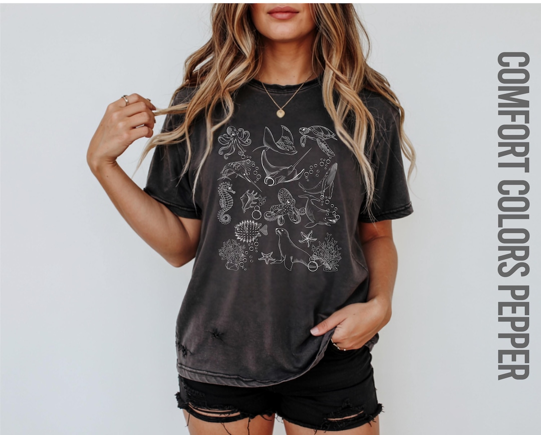 Sea Animals 90s Vintage Style Tshirt, Retro Comfort Colors® Y2k Ocean ...
