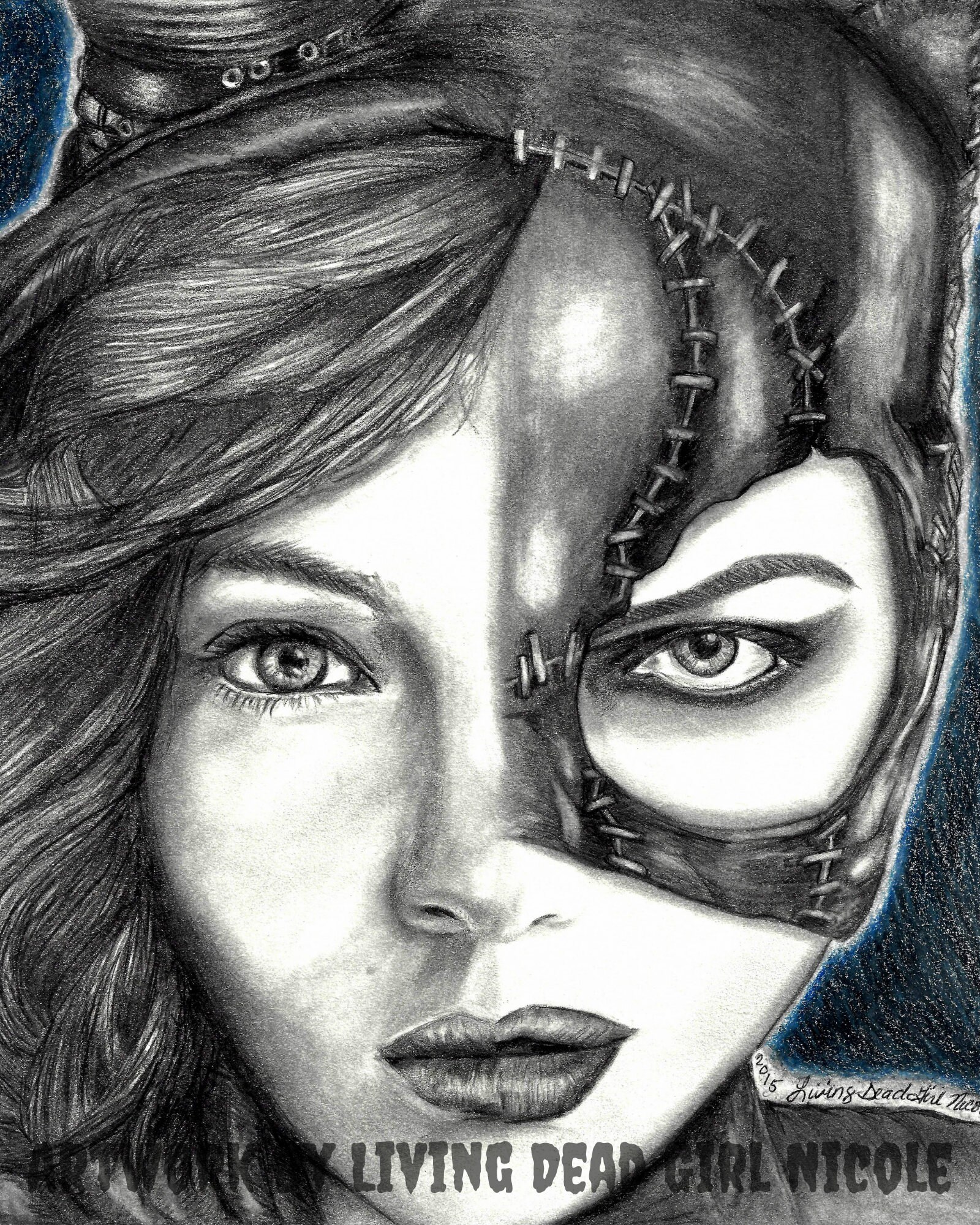 Portrait Drawing Art Print | 9 Lives - Etsy