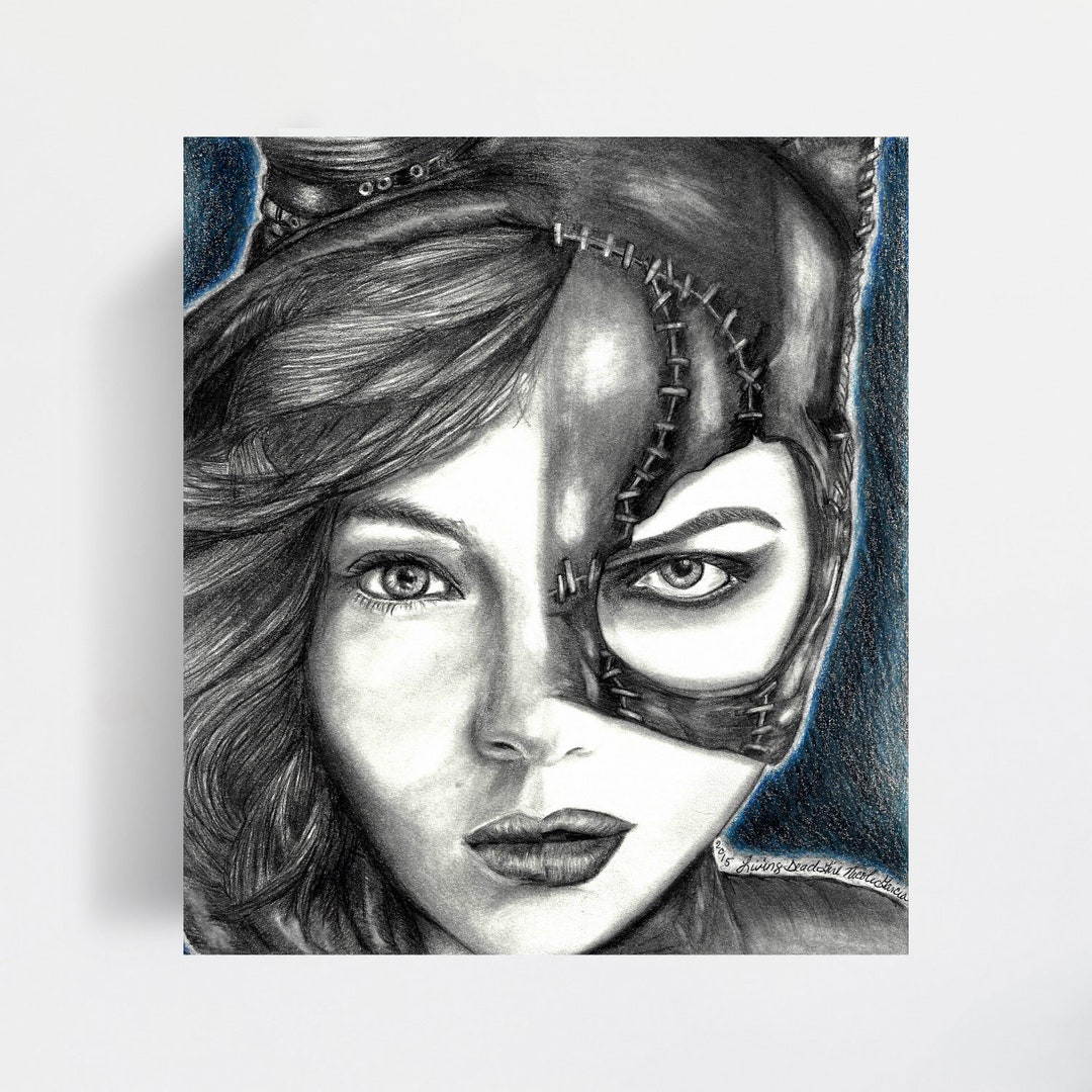 Portrait Drawing Art Print: 9 Lives - Etsy