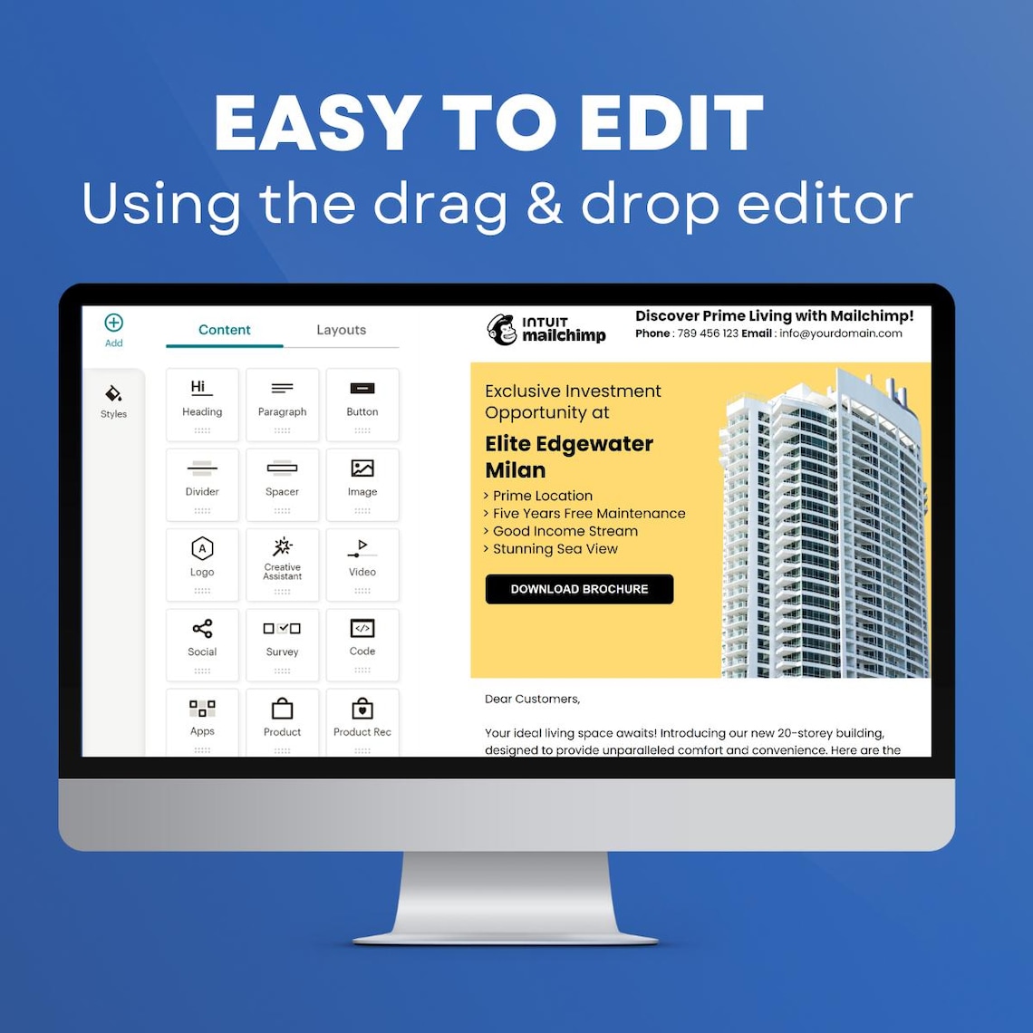 Mailchimp Editable Email Template for Businesses - Etsy