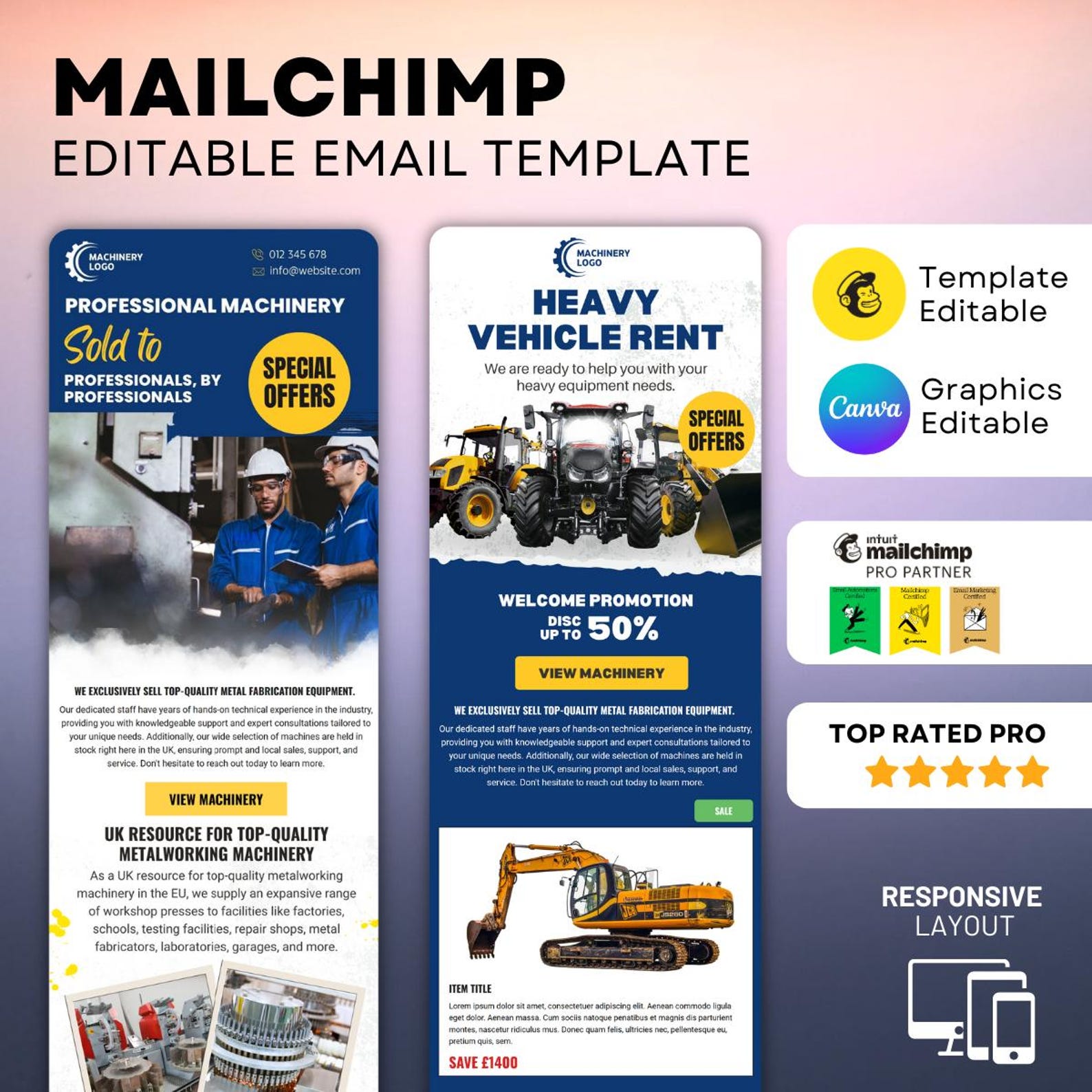 Mailchimp Editable Email Template for Businesses - Etsy