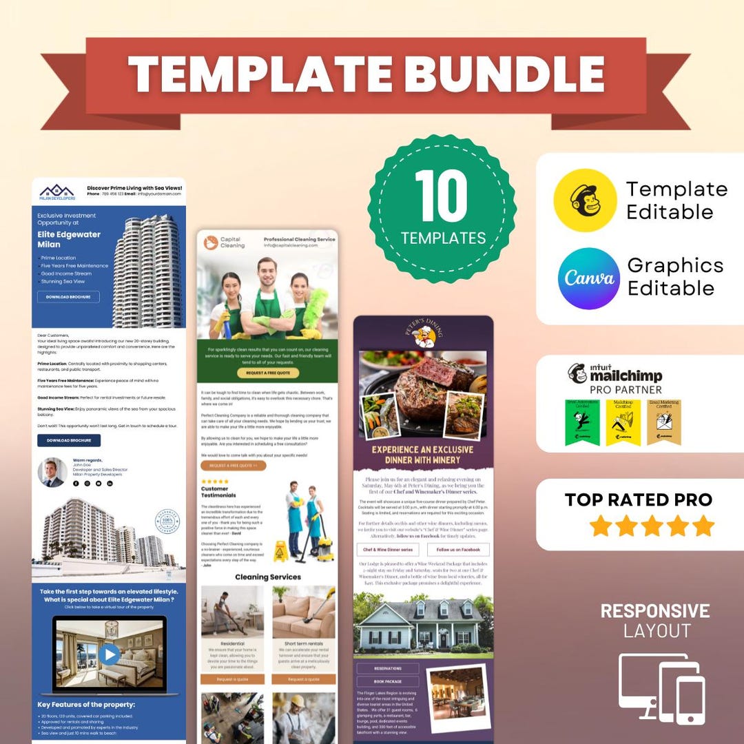 Mailchimp Editable Template Pack - Etsy