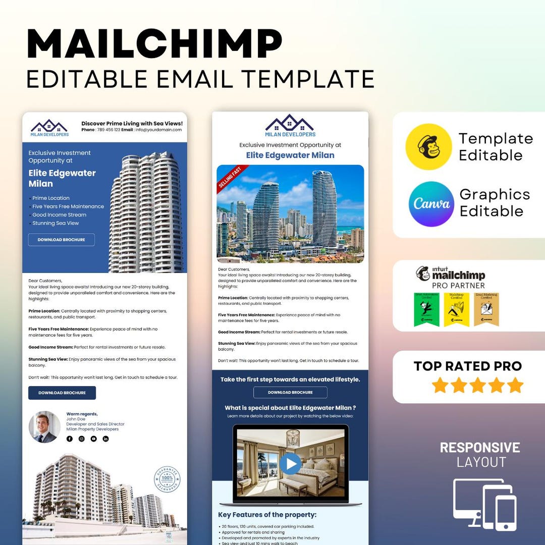Mailchimp Editable Email Template for Real Estate - Etsy