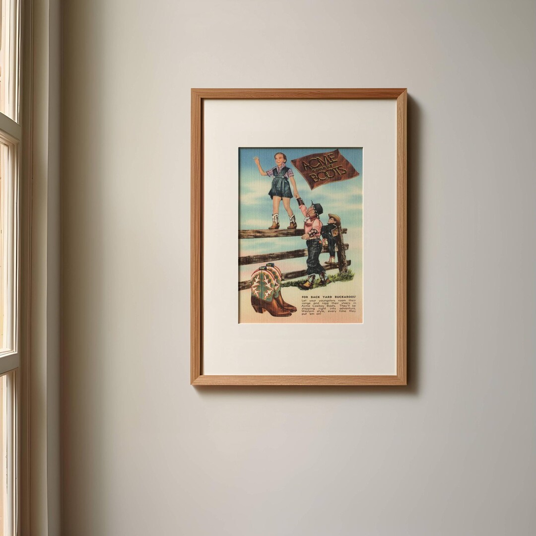 Cowboy Boots Advertisement | Printable Vintage Postcard Digital ...