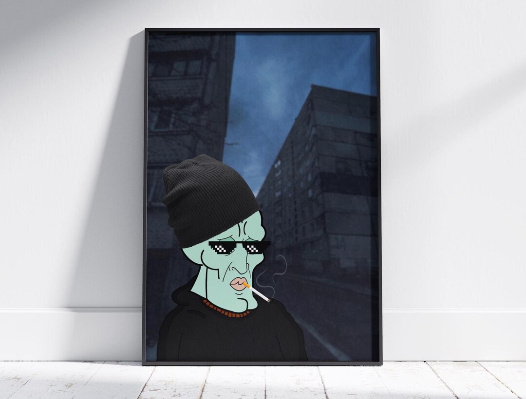 Doomer Squidward Poster, Meme Poster, Handsome Squidward Poster, Modern ...
