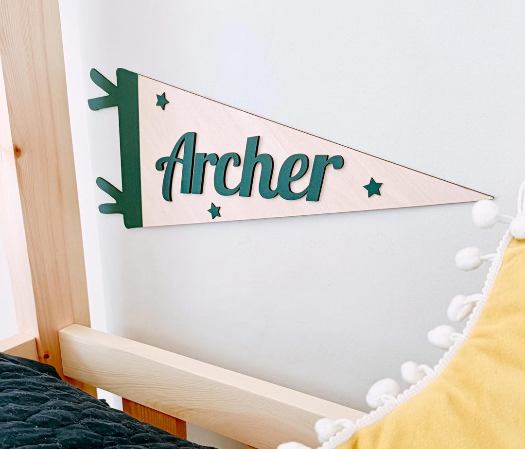 Personalised Wooden Pennant Flag - Etsy