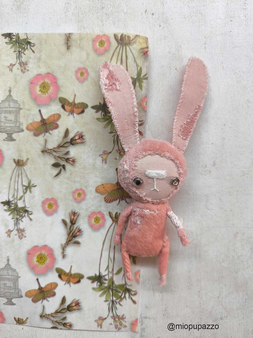 Lost and Found/ Pinky Rabbit Toy. Handmade Small Unique Gift. Blythe ...