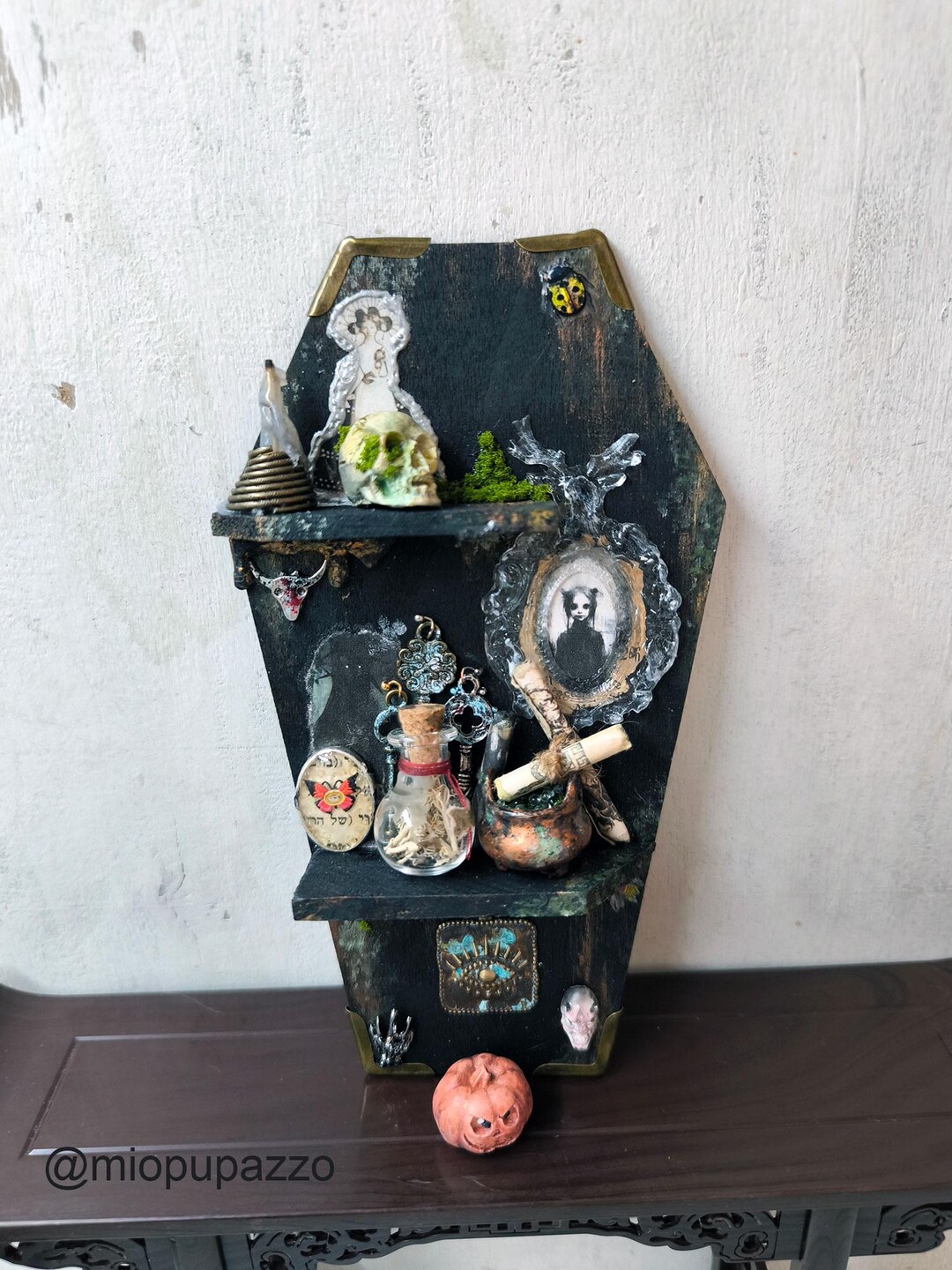 Miniature Cabinet of Curiosities Kit, Miniature Witch Coffin Decor. 1/ ...
