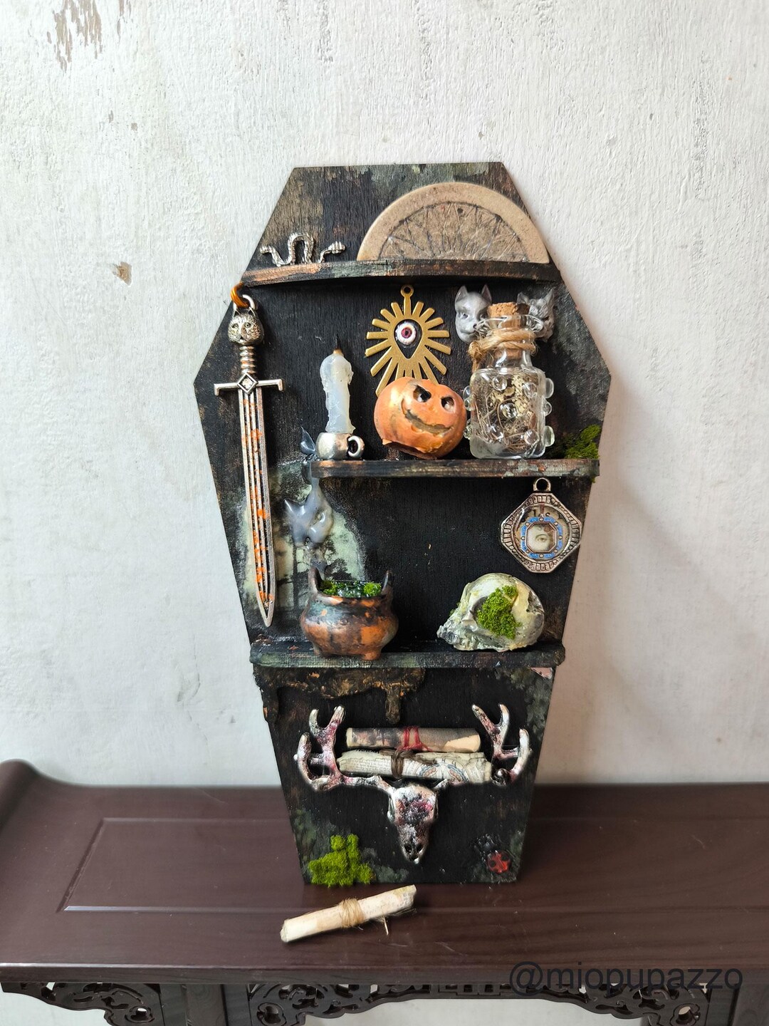 Miniature Cabinet of Curiosities Kit, Miniature Witch Coffin Decor. 1/ ...