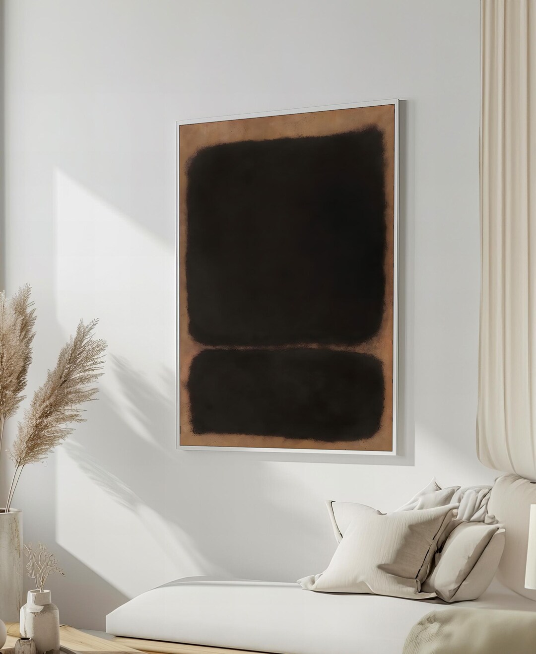 Mark Rothko Abstract Canvas Painting - Bold Dark Rectangles on Beige ...