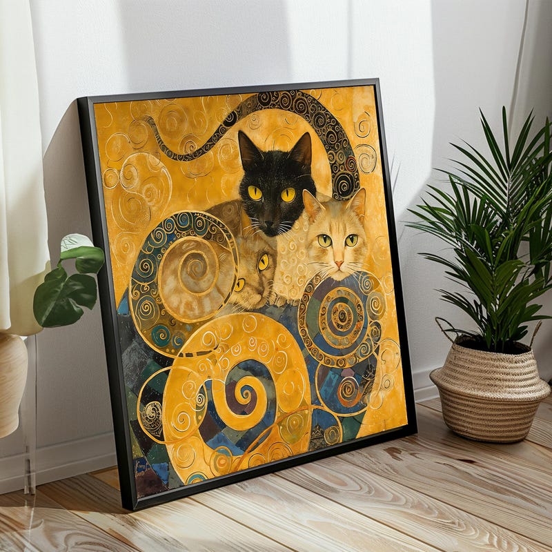 Gustav Klimt Black Cats - Etsy