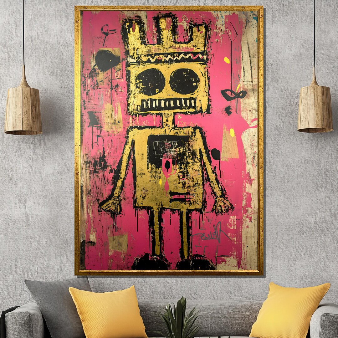 Jean-michel Basquiat Canvas Painting, Abstract Graffiti Art, Modern Urban Wall Decor, Unique Pop ...