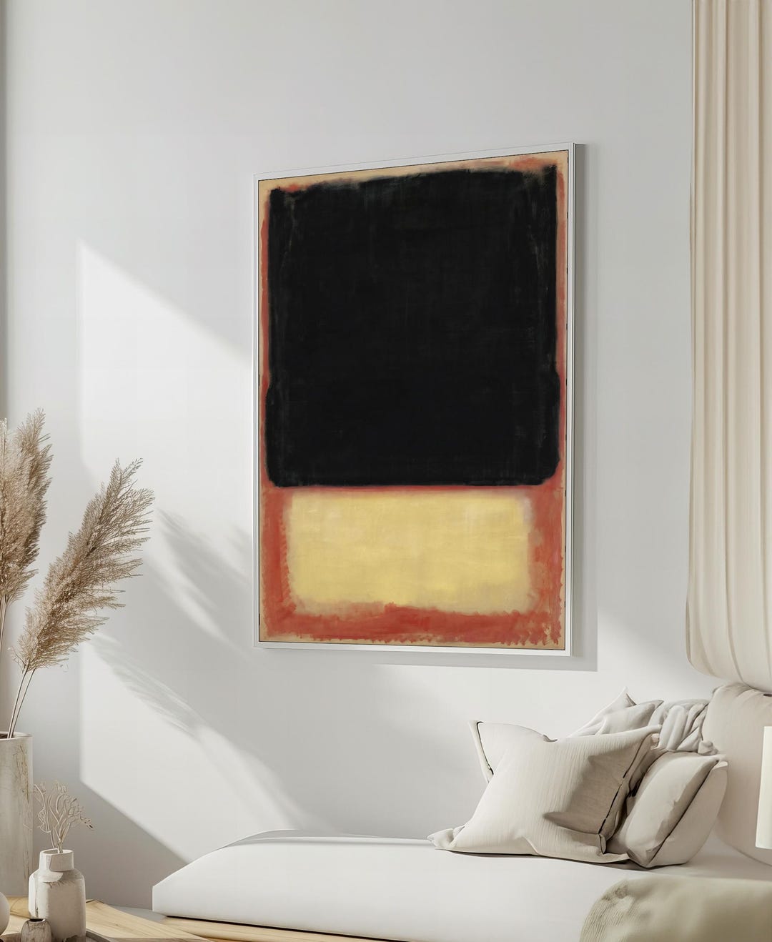 Minimalist Mark Rothko- Canvas Painting in Deep Black and Warm Cream ...