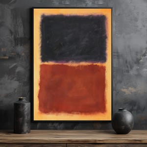 Mark Rothko Dark Palette Canvas - Rich Black and Warm Rust Abstract ...
