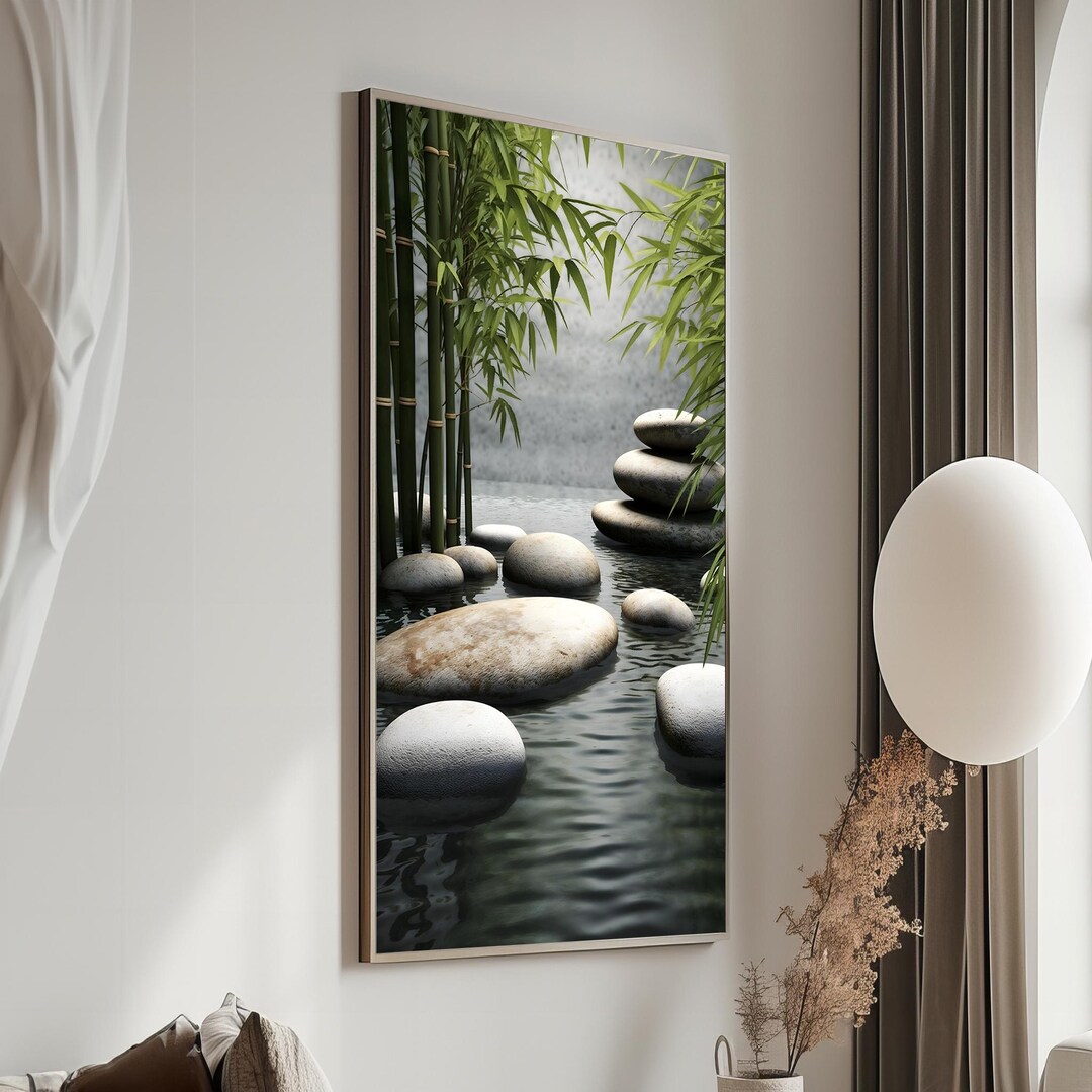 Tranquil Zen Oasis – Peaceful Canvas Painting With Smooth Stones and ...