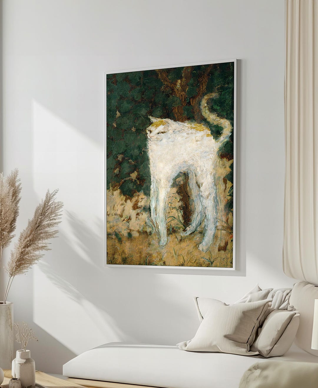 Balthus Canvas Painting of a White Cat – Textured Expression of Feline ...