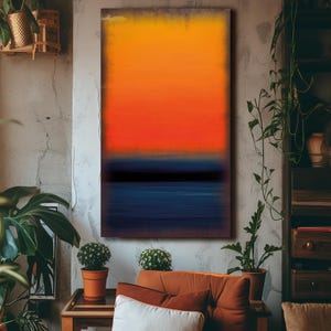 Mark Rothko Abstract Canvas Painting - Bold Sunset Hues, Orange and ...