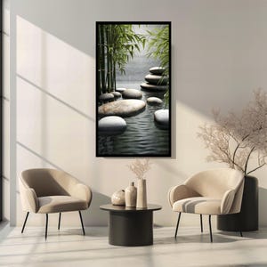 Tranquil Zen Oasis – Peaceful Canvas Painting With Smooth Stones and ...