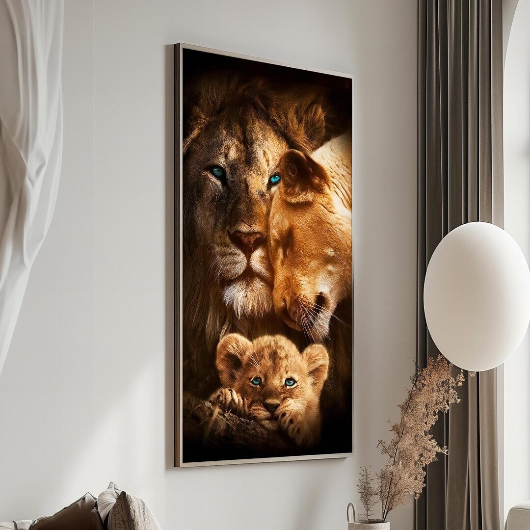 Lion Family Love: Intimate Lion Family Portrait With Mesmerizing Blue ...