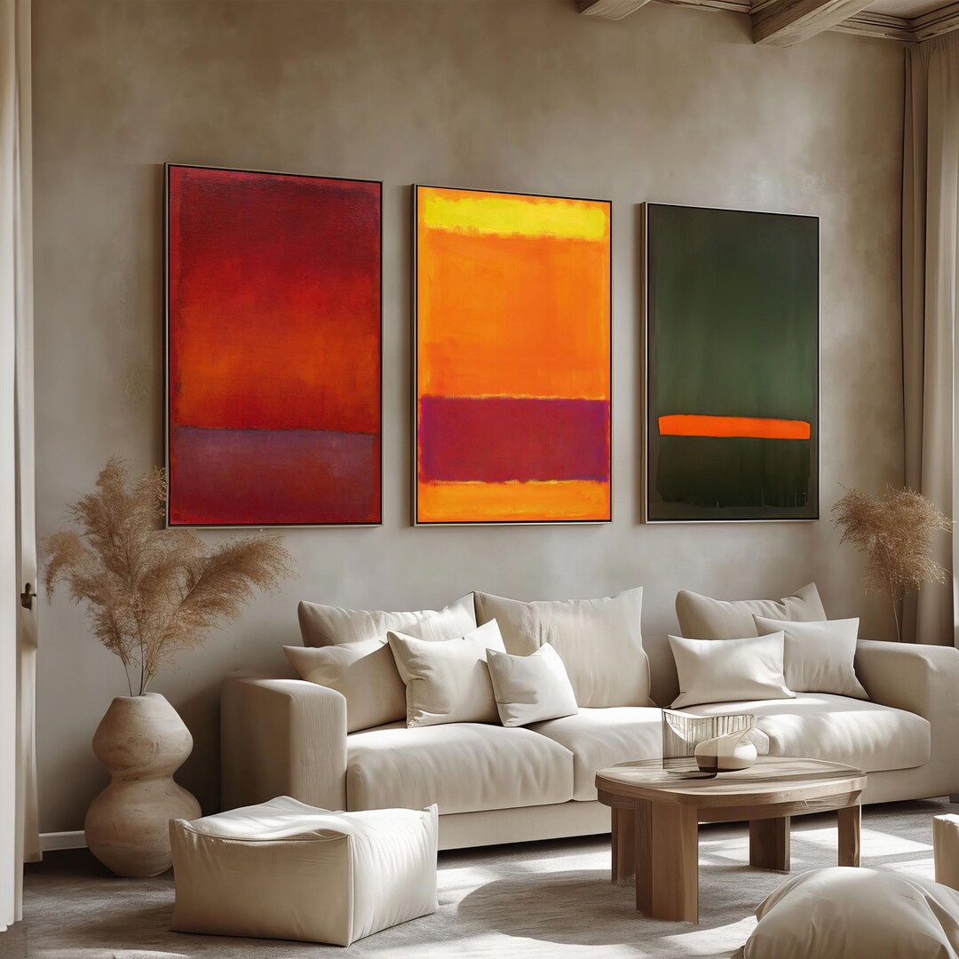Sunset Serenity Trio - Mark Rothko’s Fiery Red, Orange, and Green ...