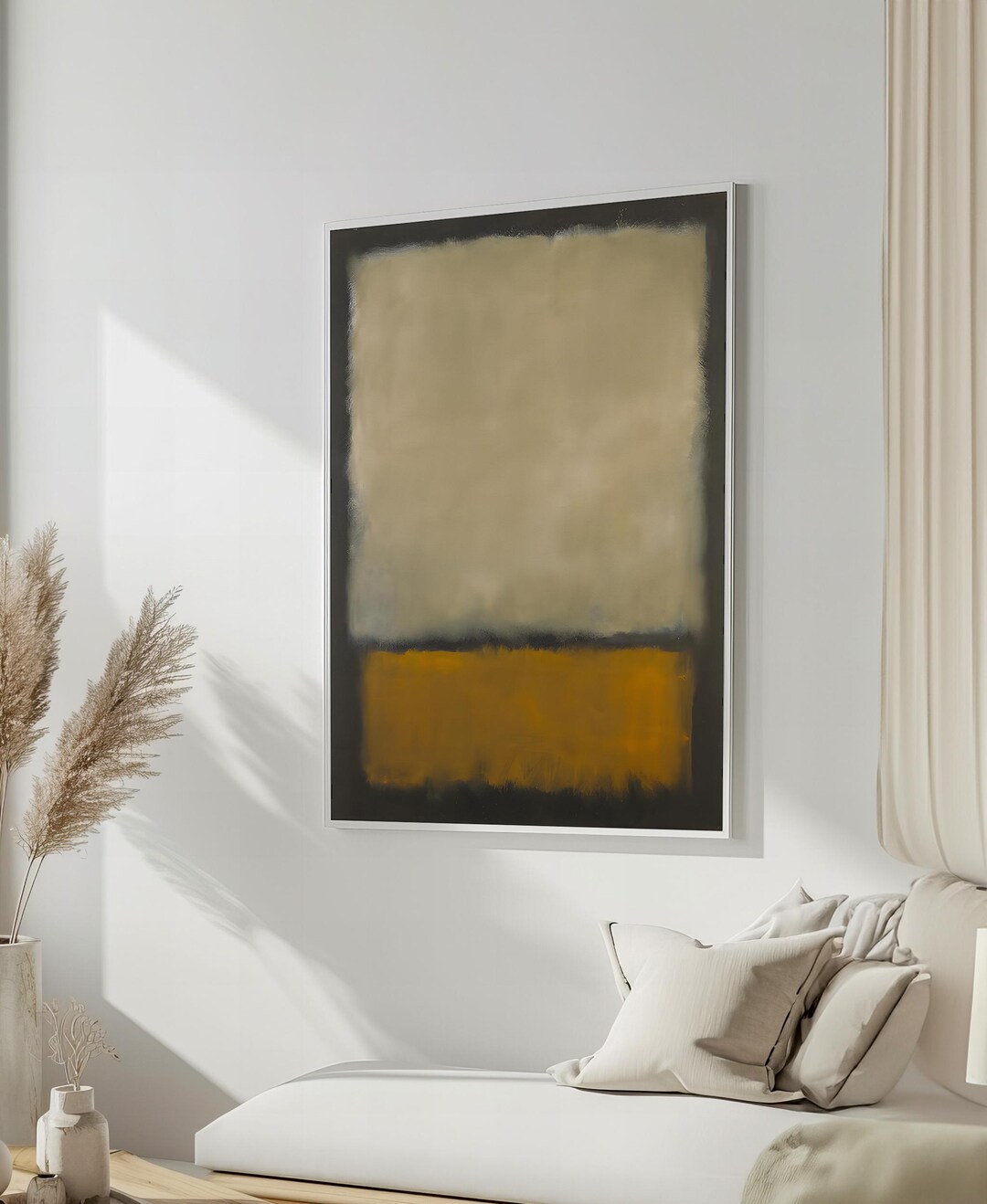 Elegant Mark Rothko, Canvas Painting in Soft Beige and Warm Mustard ...