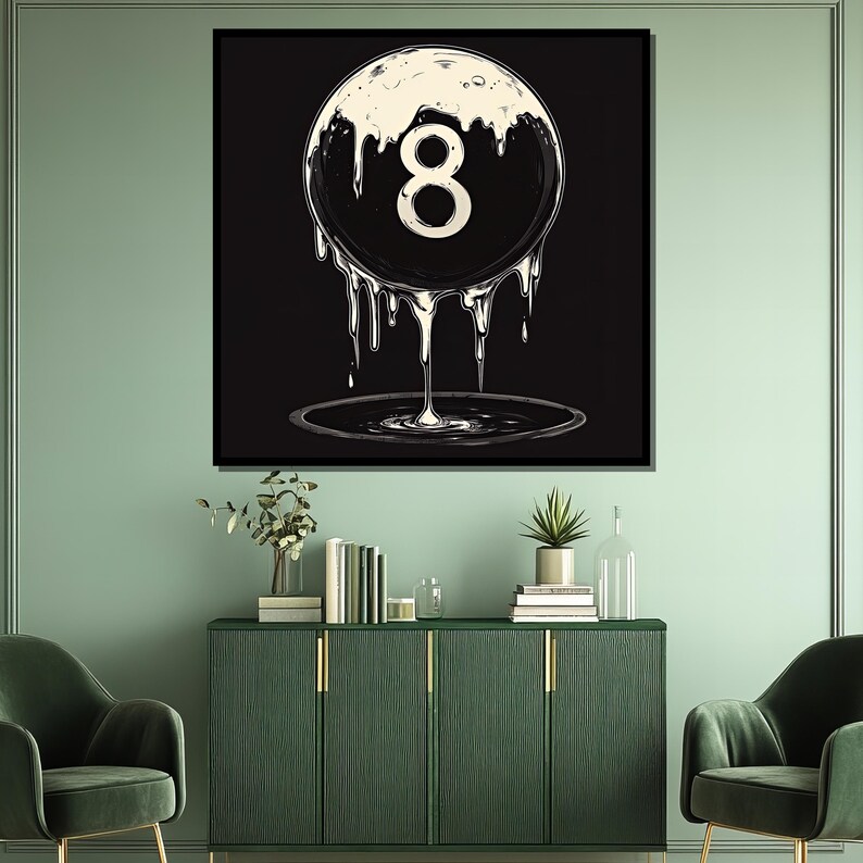 8 Ball Canvas Painting, Billiards Wall Art, Pool Table Decor, Modern ...