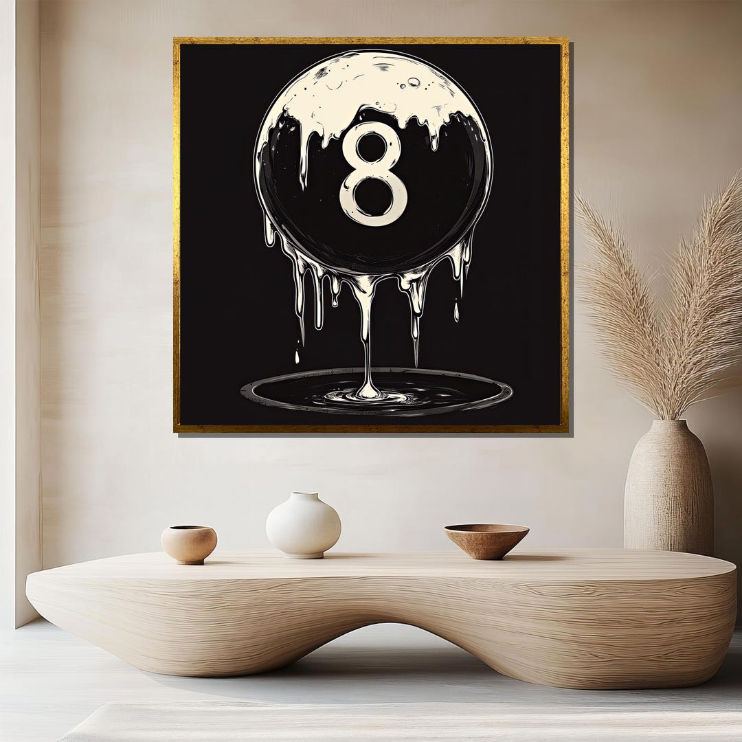 8 Ball Canvas Painting, Billiards Wall Art, Pool Table Decor, Modern ...