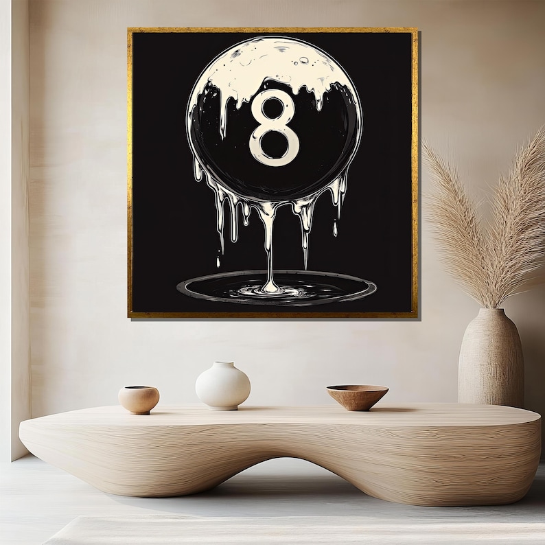 8 Ball Canvas Painting, Billiards Wall Art, Pool Table Decor, Modern ...