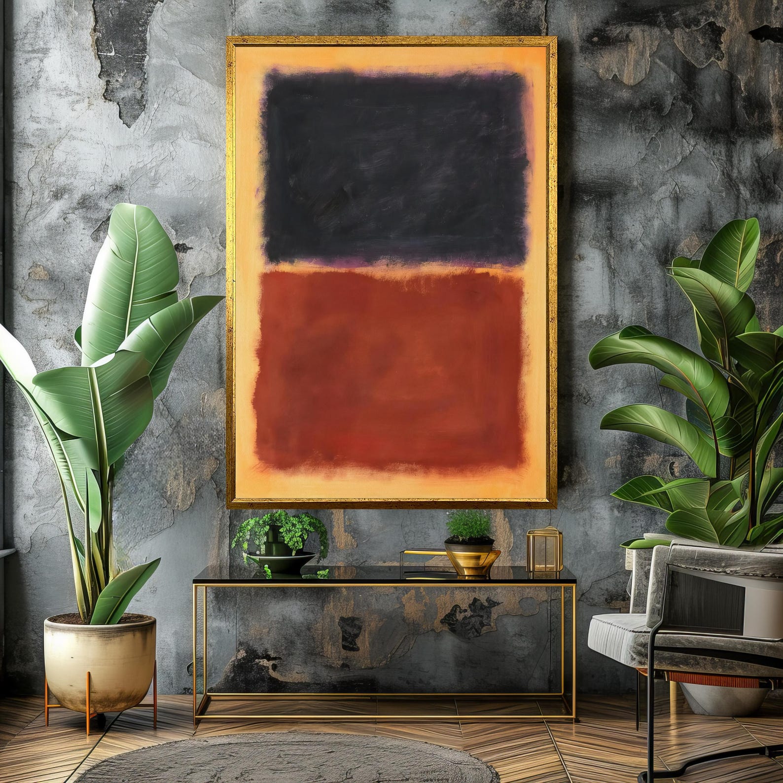 Mark Rothko Dark Palette Canvas Rich Black and Warm Rust Abstract ...