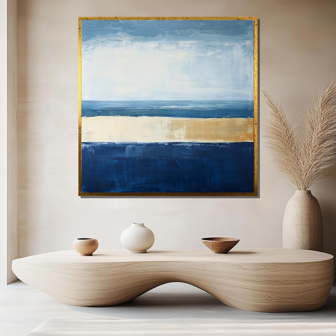 Mark Rothko Blue and Beige Abstract Canvas Art, Modern Minimalist ...