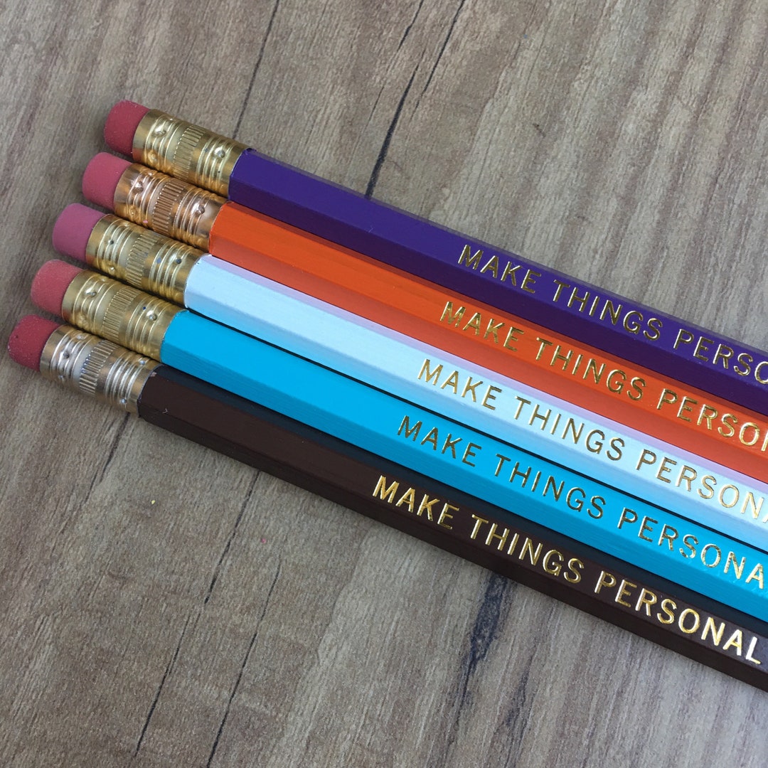 MODERN FALL Set of 5 Personalized Pencils Designer Color Combo Custom ...