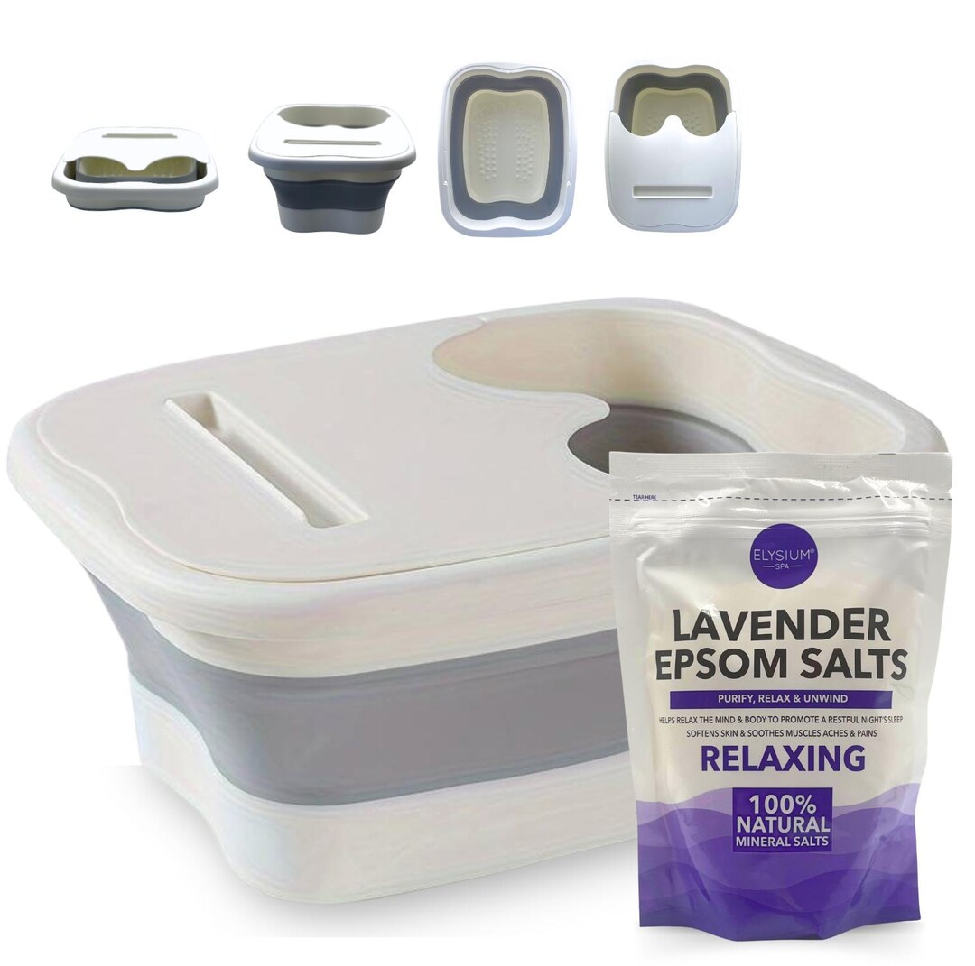 Foldable Foot Spa Kit – Portable Foot Bath With Lavender Epsom Salts ...