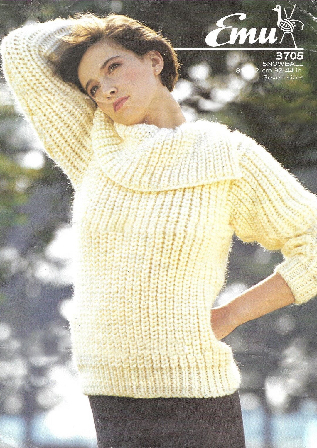 Easy Chunky Sweater Knitting Pattern for Women, Vintage 1990s, PDF ...