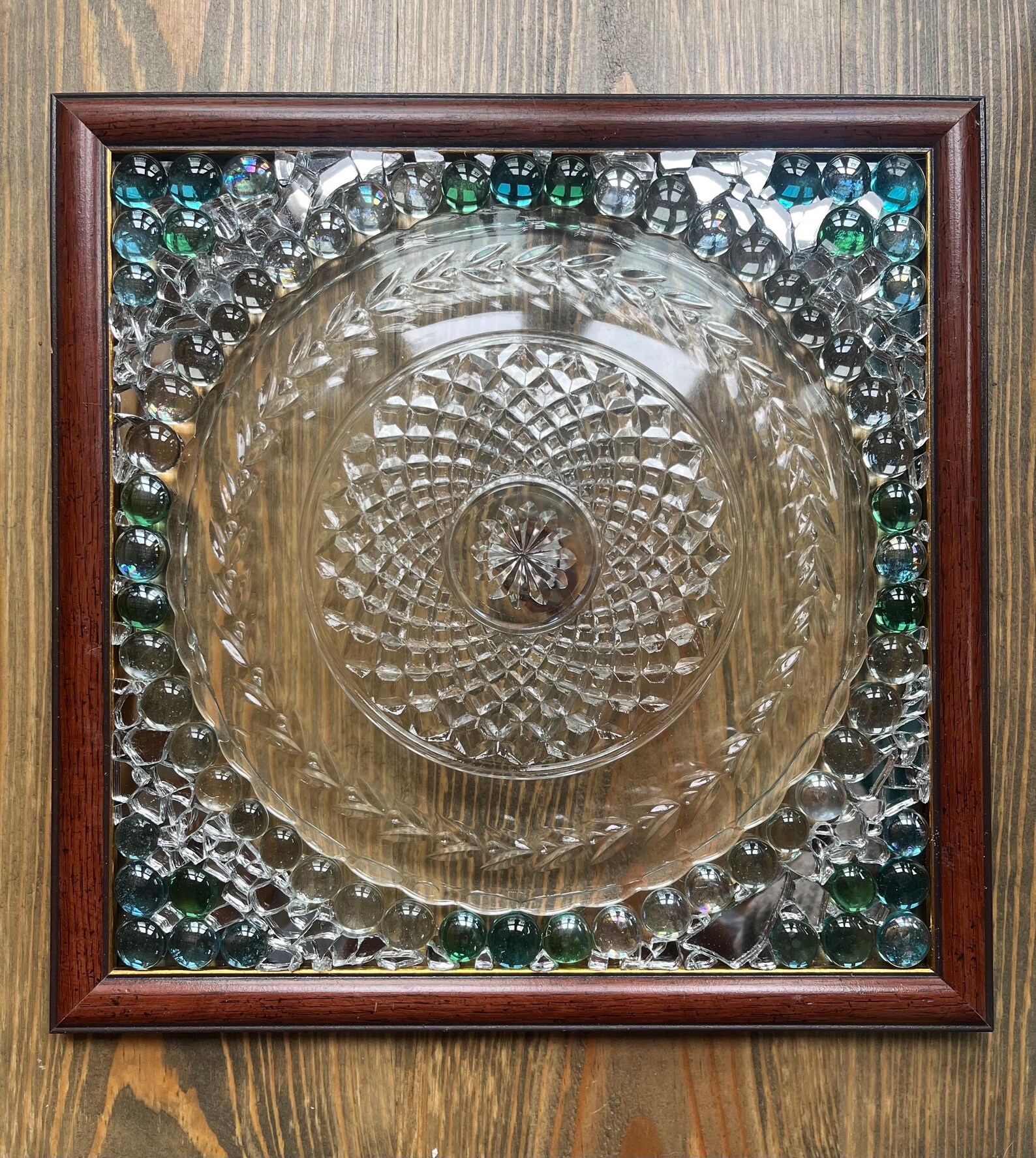 One of a Kind Glass Art Suncatcher With Vintage Crystal Beautiful ...