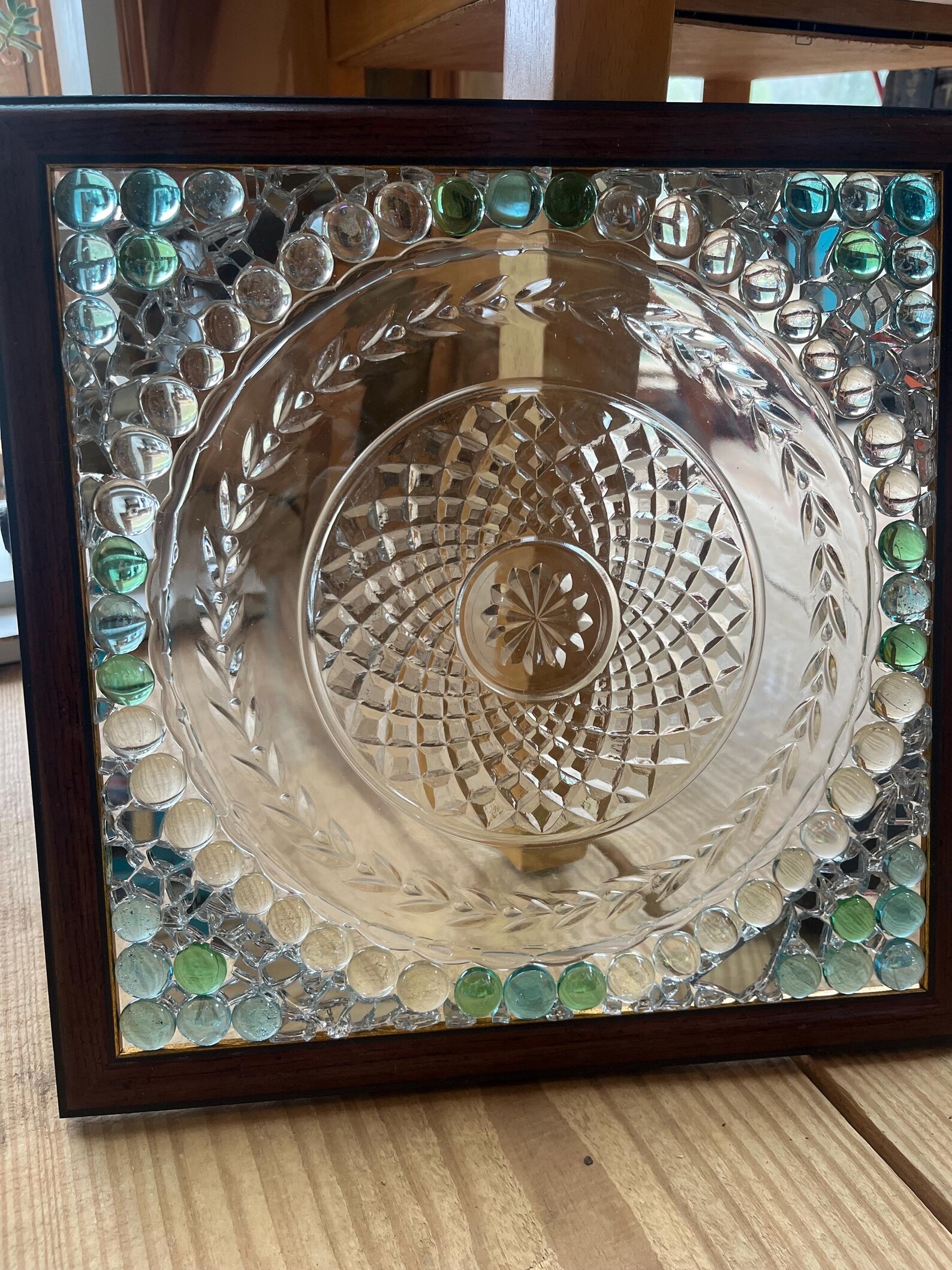 One of a Kind Glass Art Suncatcher With Vintage Crystal Beautiful ...