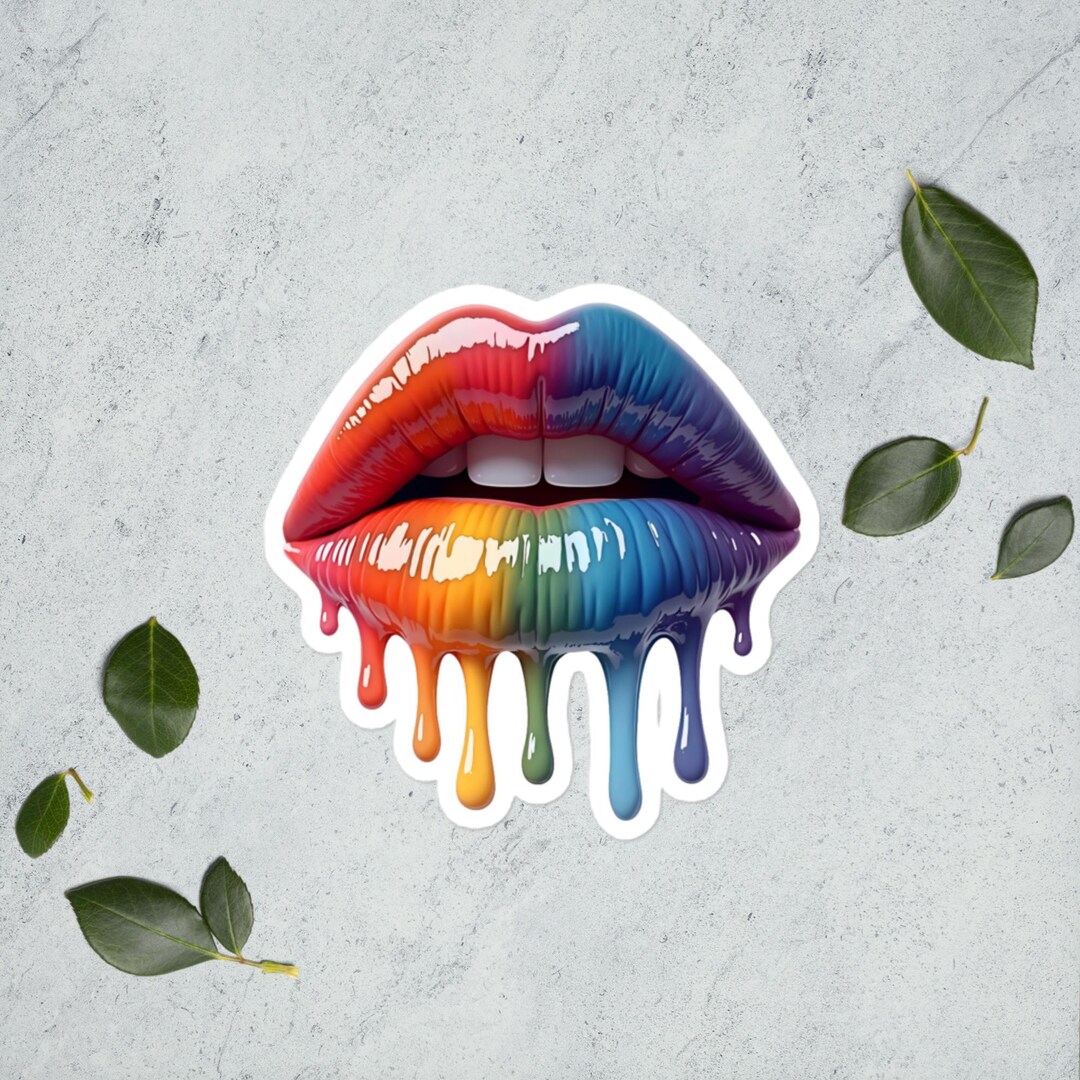Rainbow Dripping Lips Sticker Ai-generated Colorful Lip Art Vibrant ...