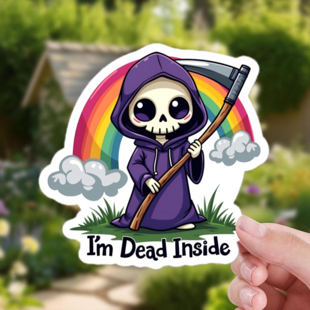 Chibi Grim Reaper Sticker "i'm Dead Inside" – Cute and Darkly Humorous ...