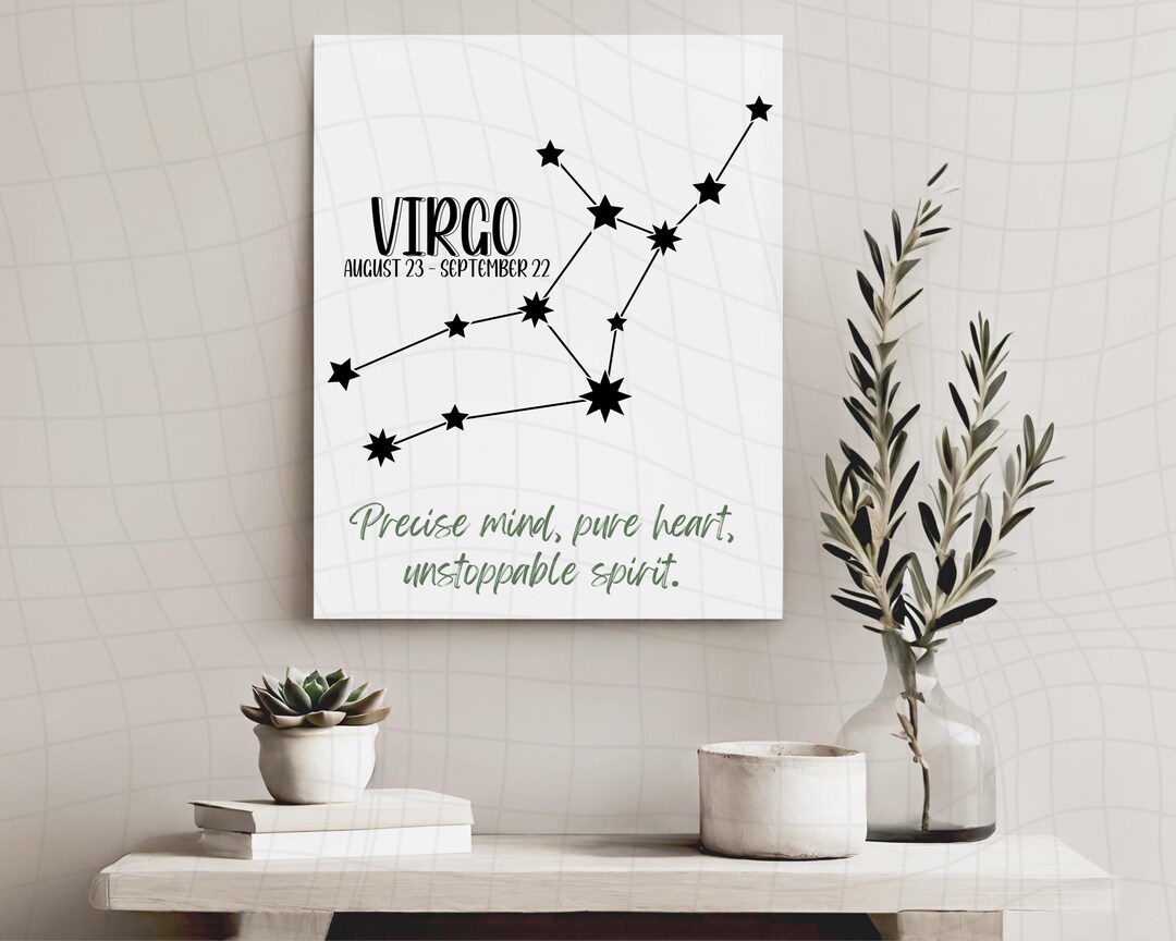 Virgo Zodiac Sign Home Decor SVG, Minimalistic Virgo Constellation ...