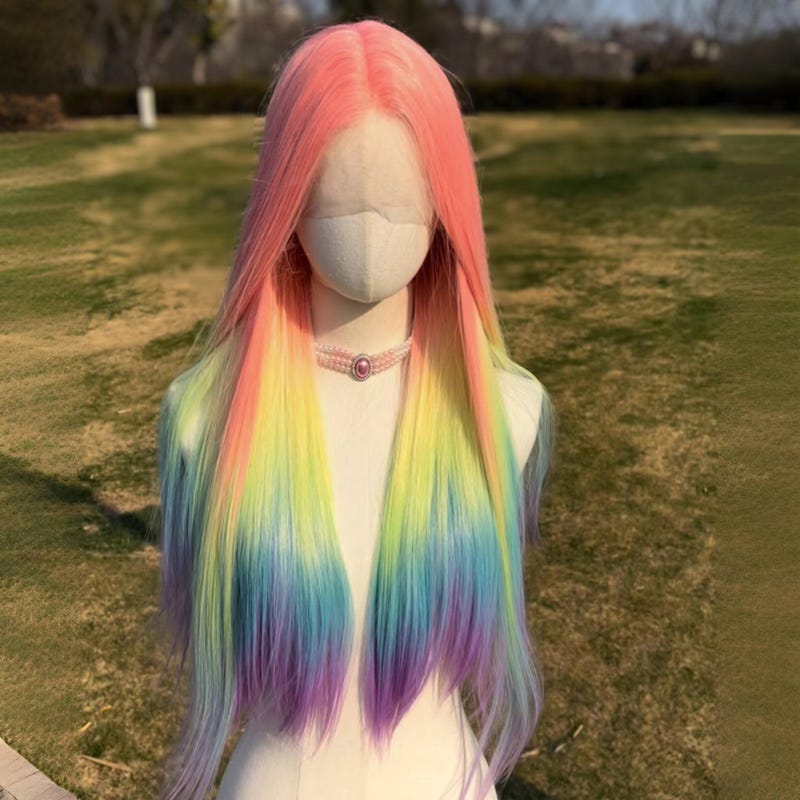 Rainbow Wig - Etsy