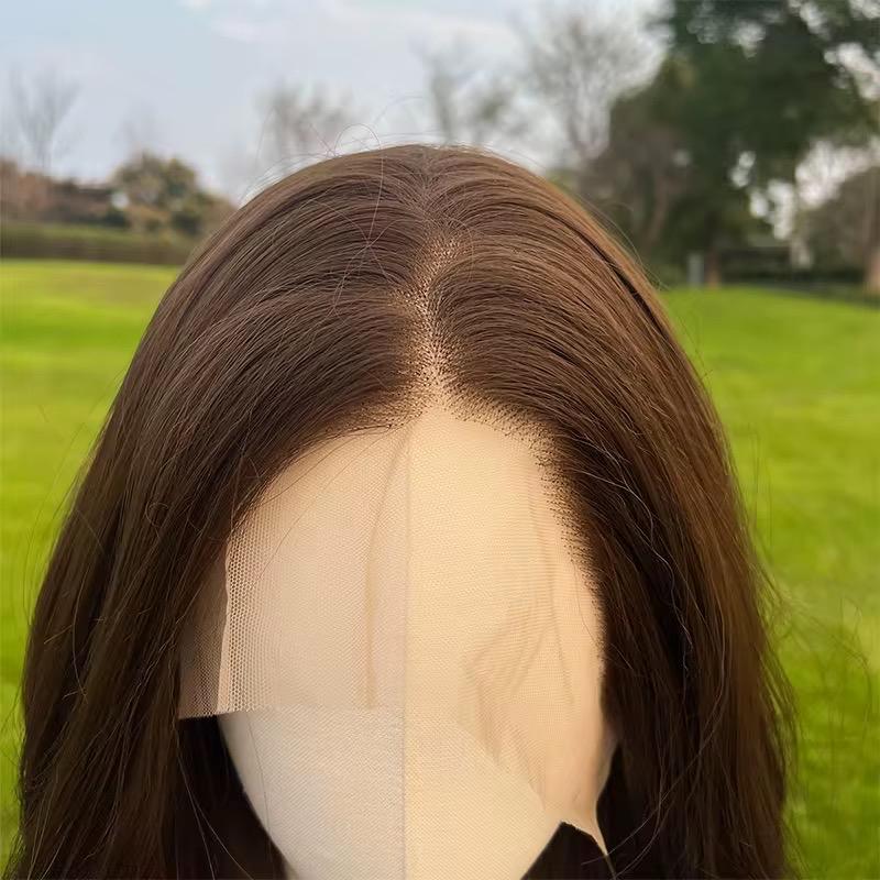 Long Wavy Chocolate Brown Lace Front Wig: Heat-resistant Synthetic Hair ...
