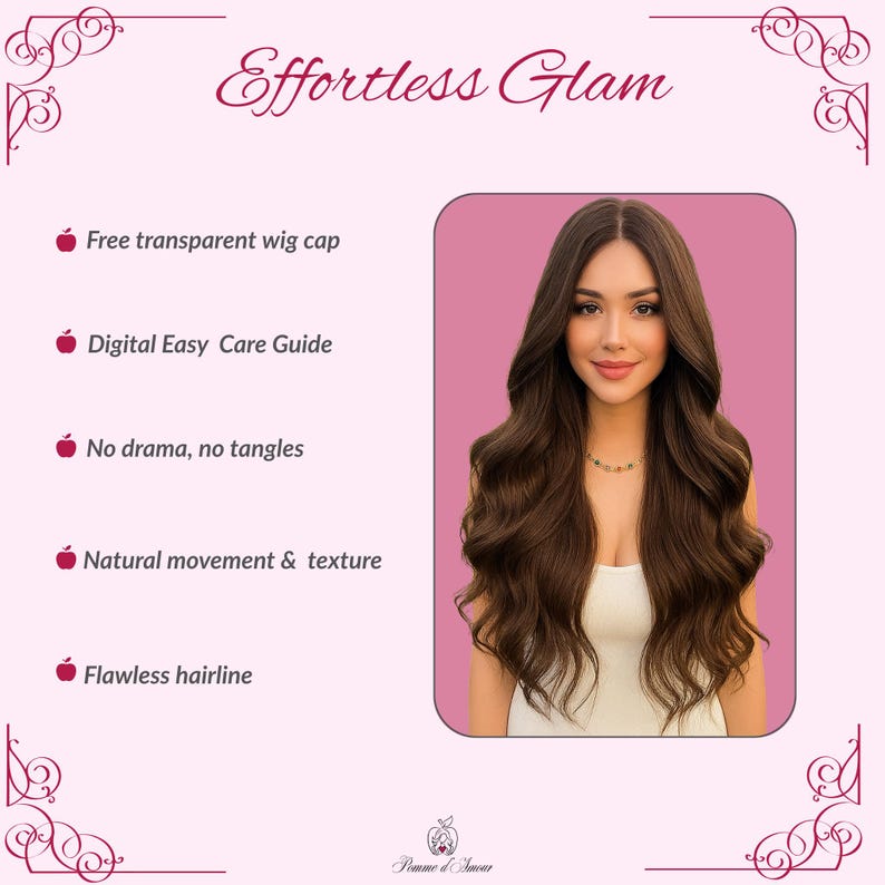 Long Wavy Chocolate Brown Lace Front Wig: Heat-resistant Synthetic Hair ...