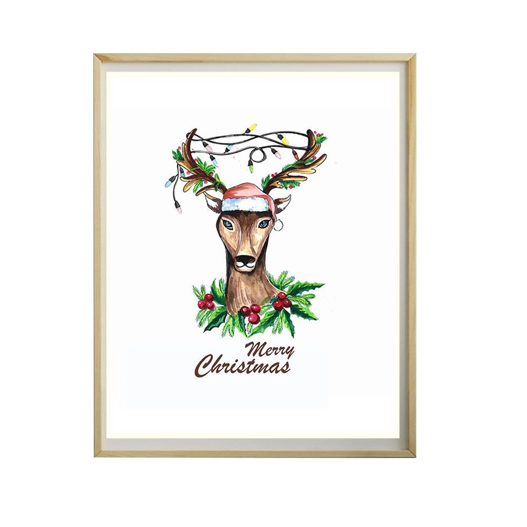 Christmas Wall Decor Printable Reindeer Oil Painting, Christmas ...
