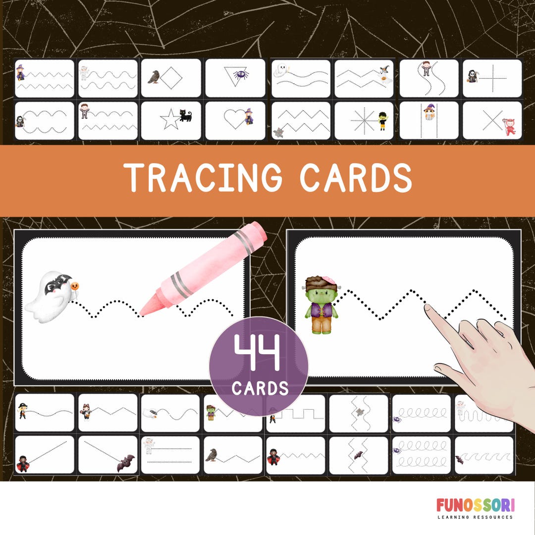 Halloween Line Tracing Cards Fine Motor Skills Writing Montessori Game ...