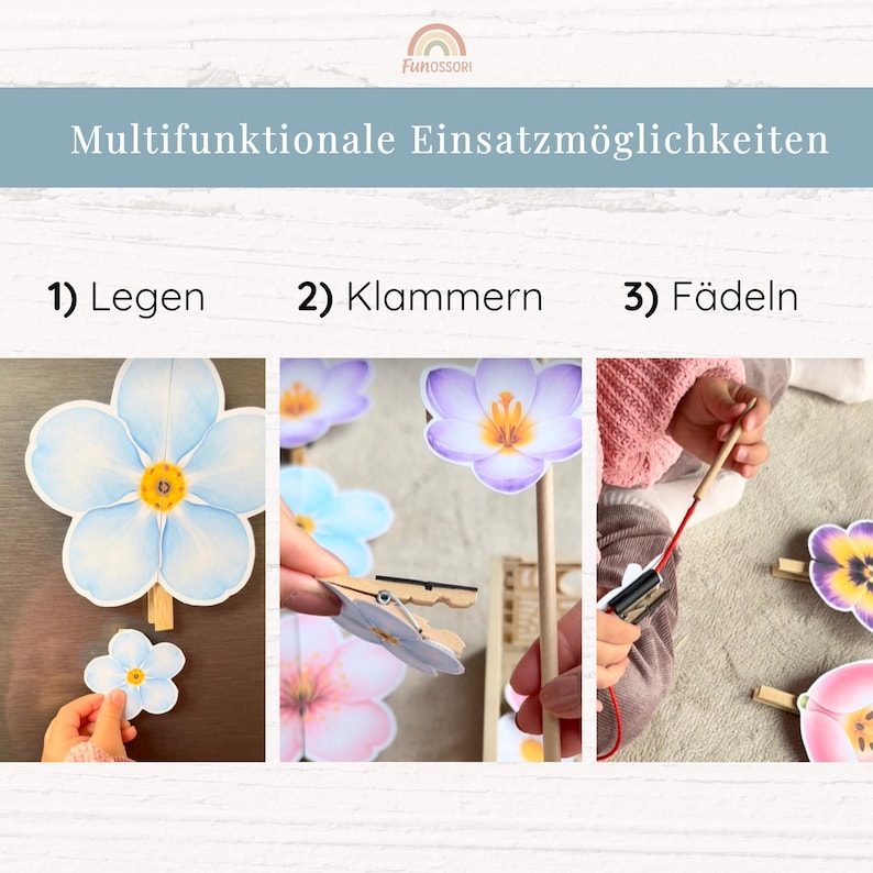Fine Motor Skills Game Flowers for Children (PDF) | Montessori Learning ...