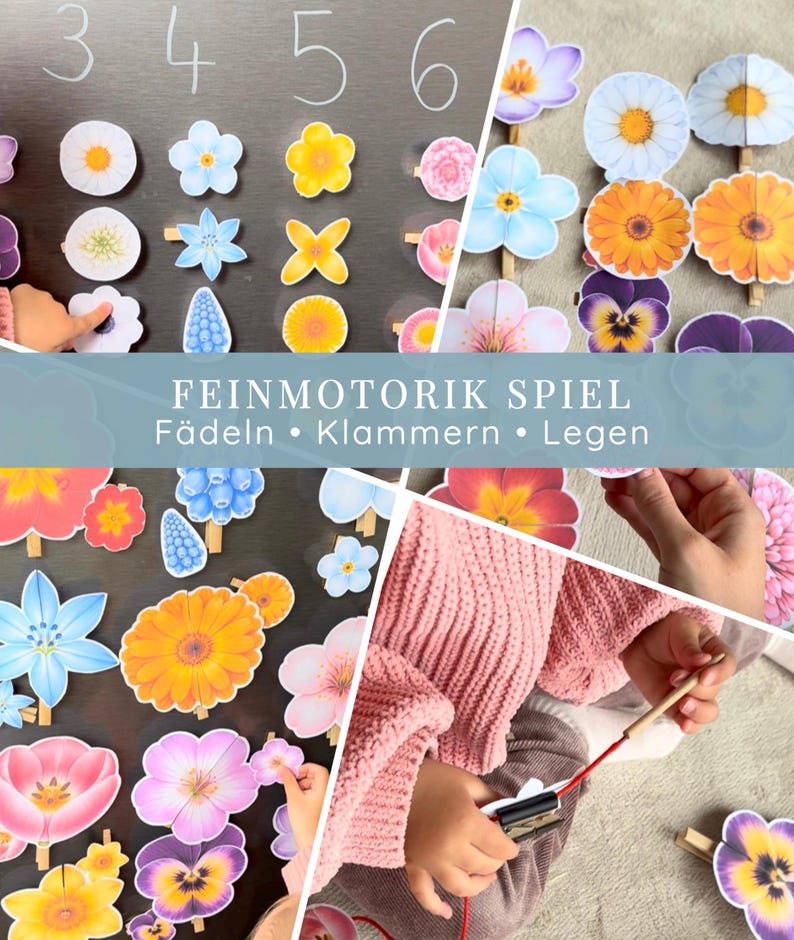 Fine Motor Skills Game Flowers for Children (PDF) | Montessori Learning ...