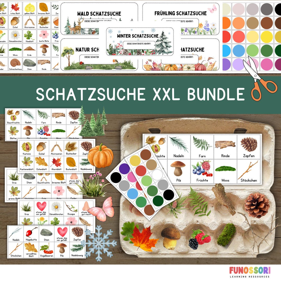 Winter Wald Natur Schatzsuche Spaziergang Bingo Eierschachtel Kids ...