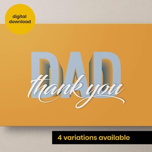 Father’s Day Printable Card Set – DAD Thank You | 4 Color Options - Etsy