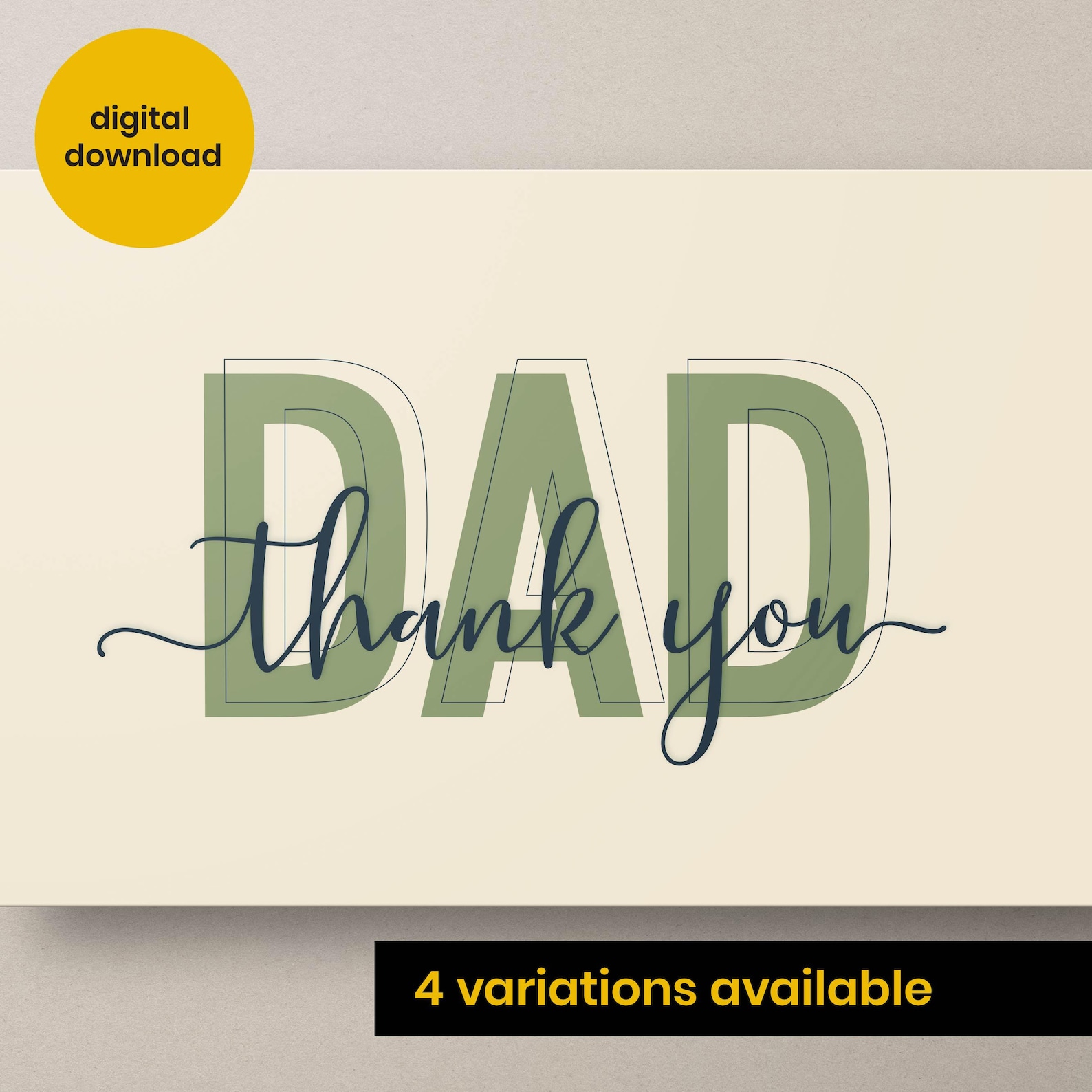 Father’s Day Printable Card Set – DAD Thank You | 4 Color Options - Etsy
