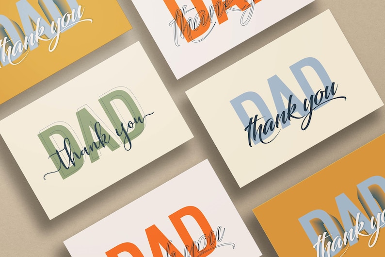 Father’s Day Printable Card Set – DAD Thank You | 4 Color Options - Etsy