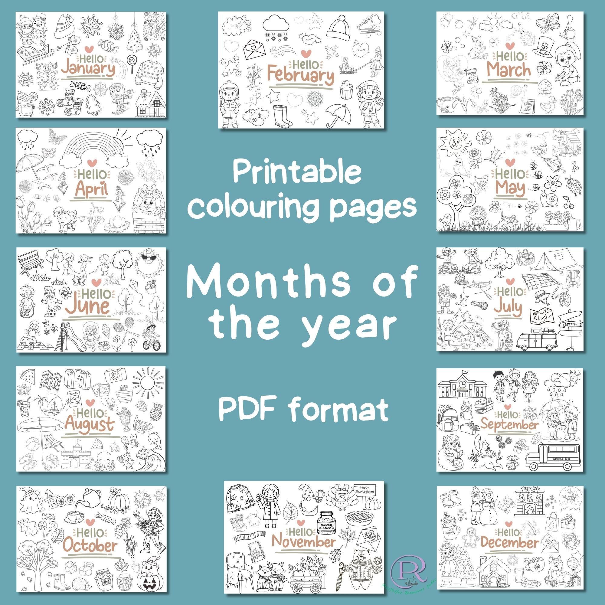 Interactive Kids' Calendar - Printable Colouring Pages for Each Month ...